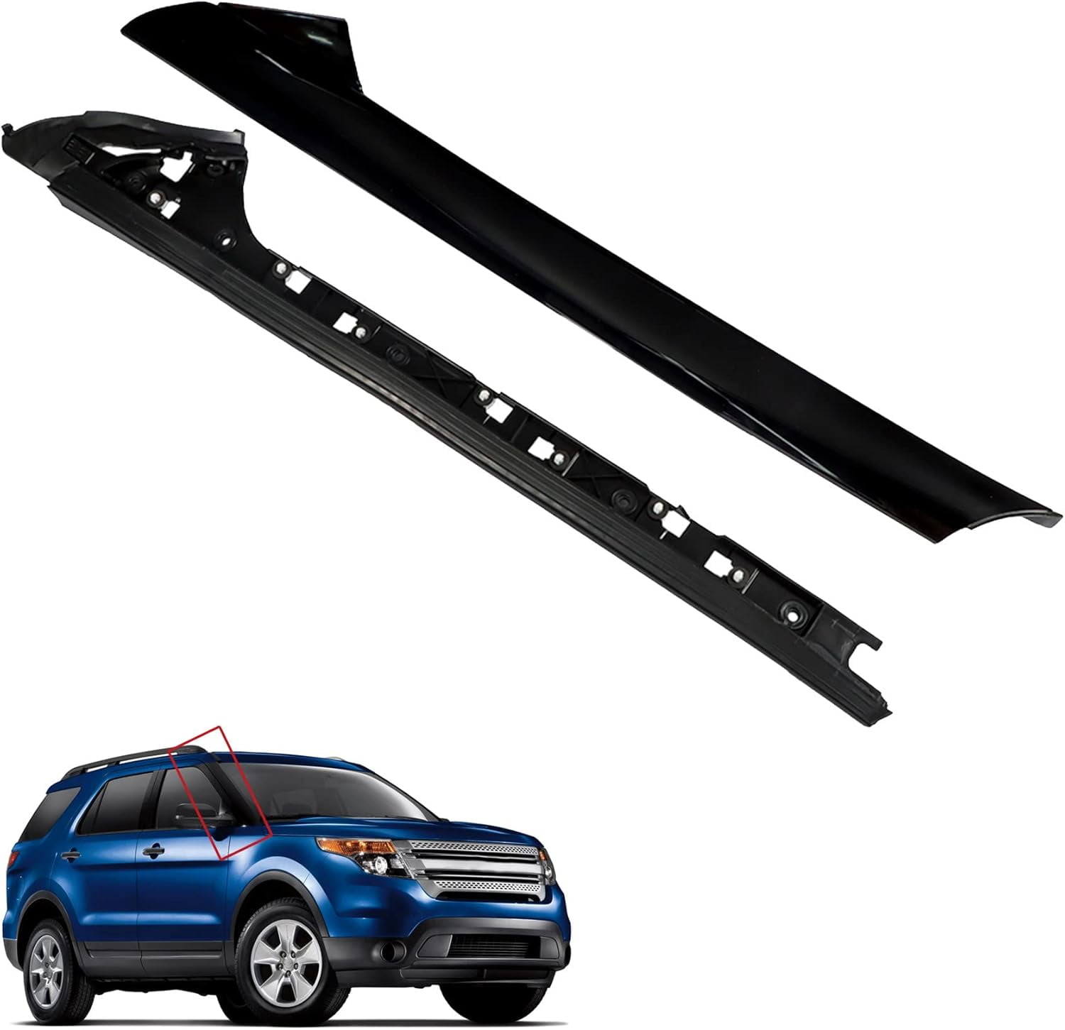 SHZAITOR Right Side Windshield A-Pillar Molding Trim 2Pcs Black Kit ...