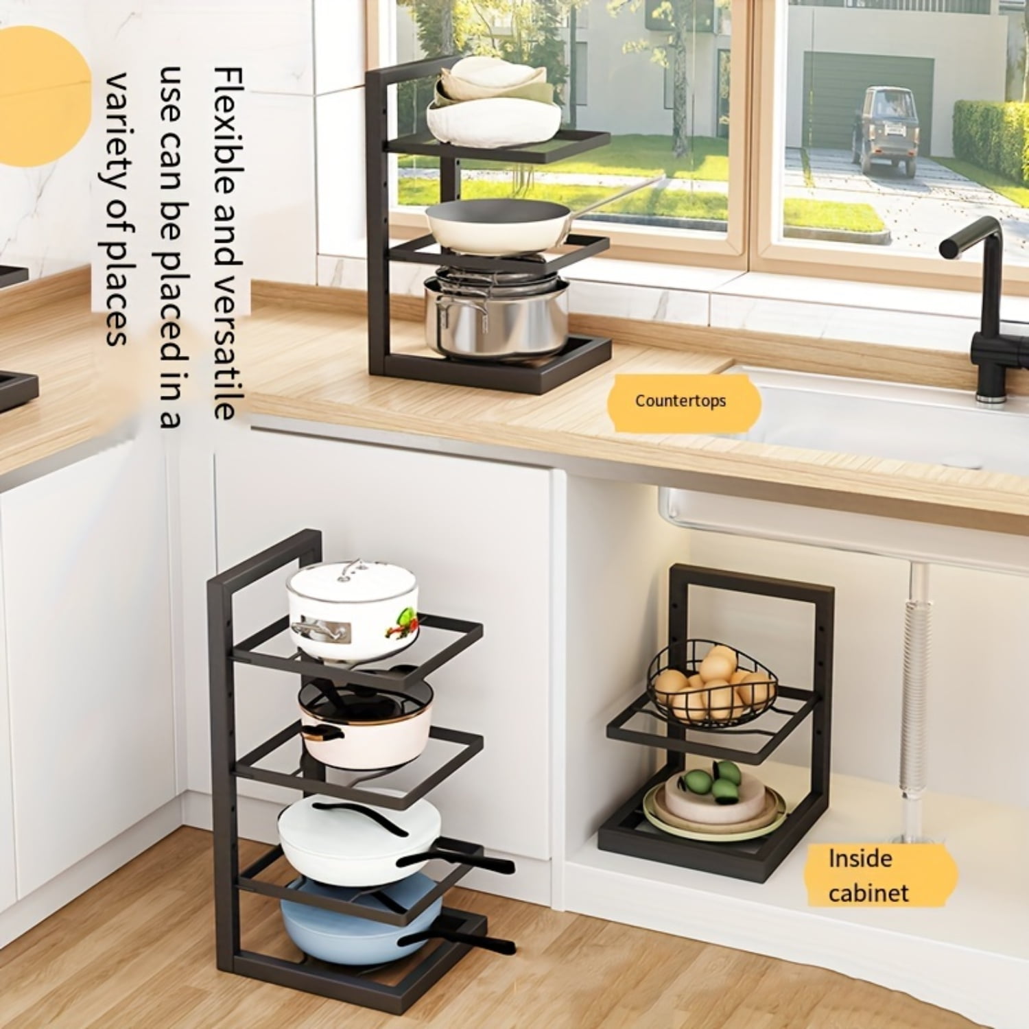 SHZHGMKJ Space-Saving Multi-Tier Stainless Steel Kitchen Organizer for ...