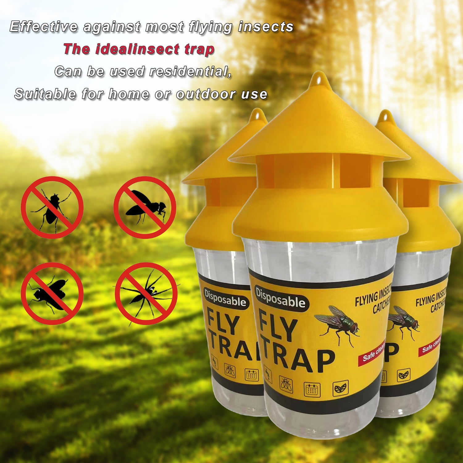 SHZHHFKJCX Highly Effective Eco-Friendly 2-Pack Disposable Fly Trap ...