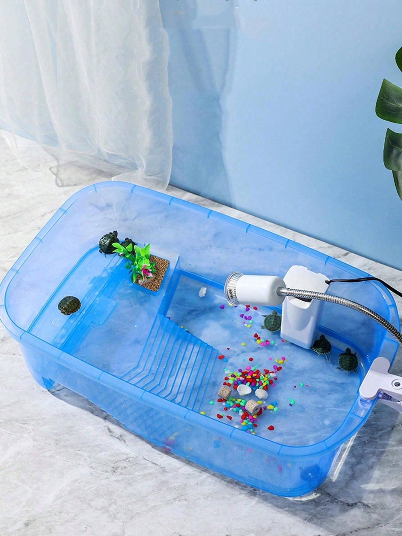 SHZHLAIFUZB Plastic Turtle Tank with Basking Platform for Brazilian ...