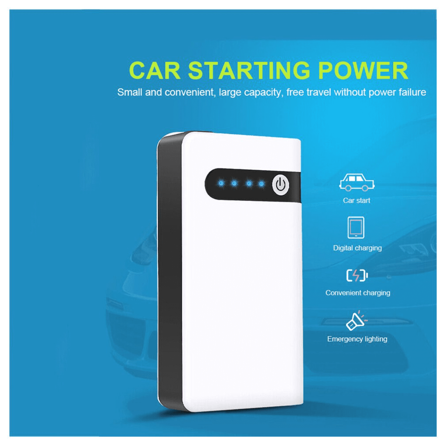SHZHRG Portable White 20000mAh Car Jump Starter Booster Jumper Box with ...