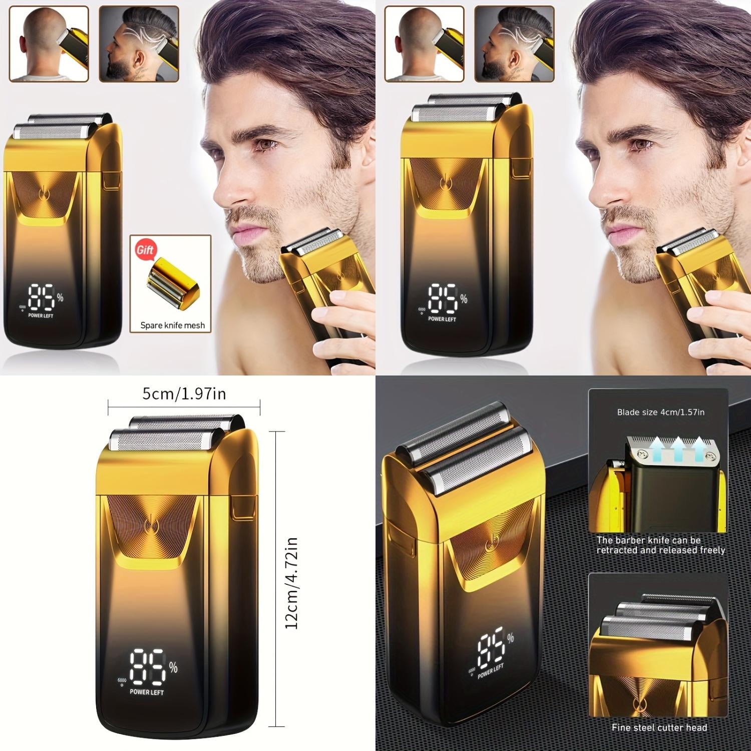 SHZHRK Dual Function Rechargeable Foil Shaver & Hair Clipper ...