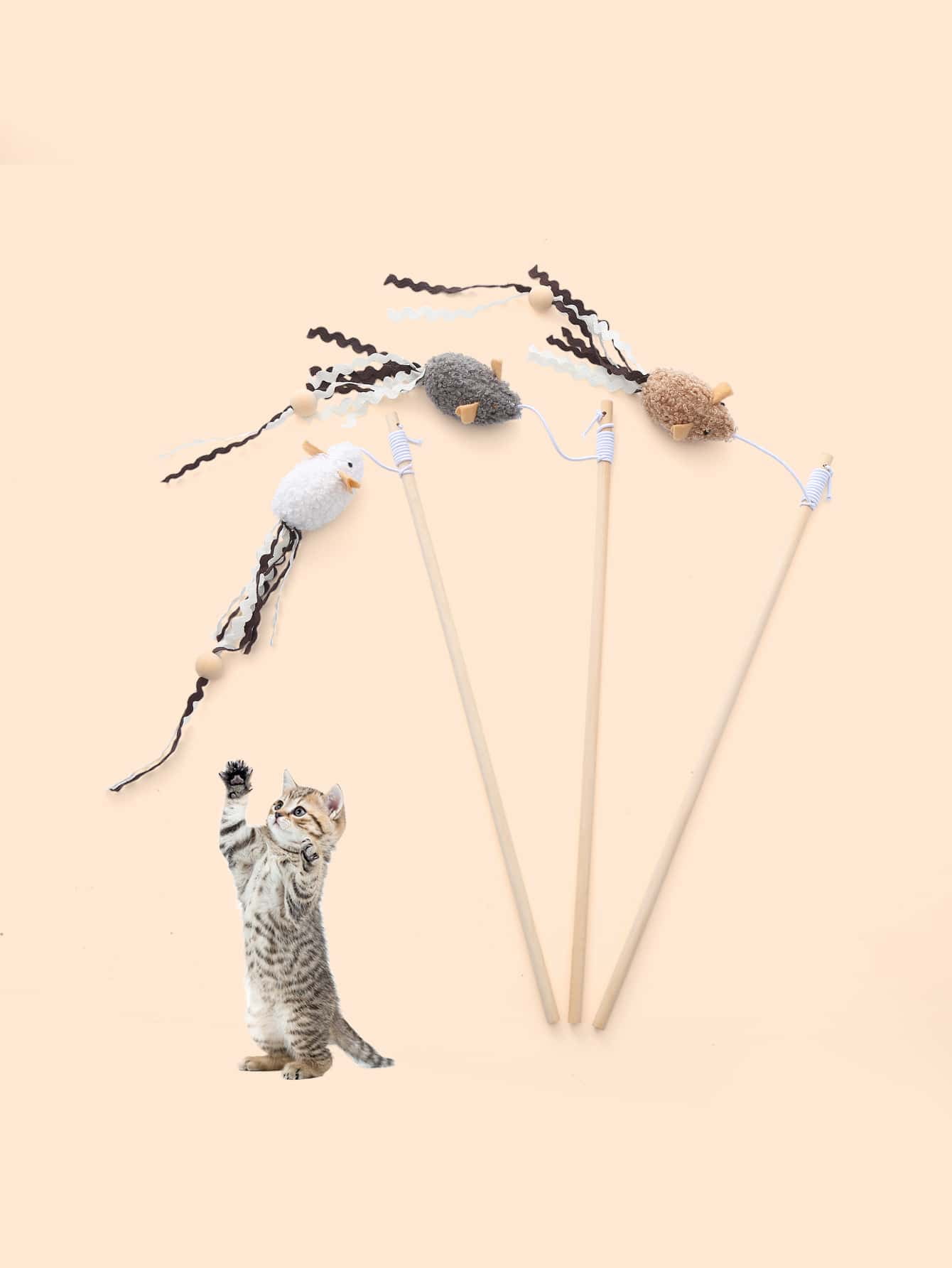 SHZHYIQIMR 3pcs Cute and Entertaining Mouse Shaped Cat Stick Toy ...
