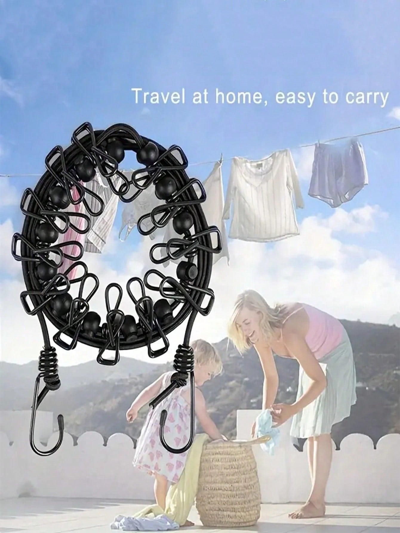 SHZHYIQIMR Adjustable Portable Camping Clothesline Elastic Travel ...