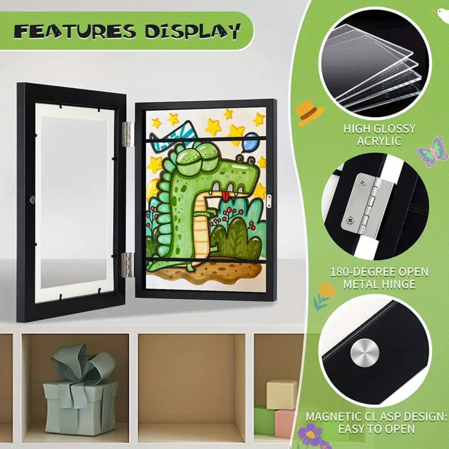 SHZHYIQIMR Elegant A4 Size Front Opening Picture Frame for Artwork ...