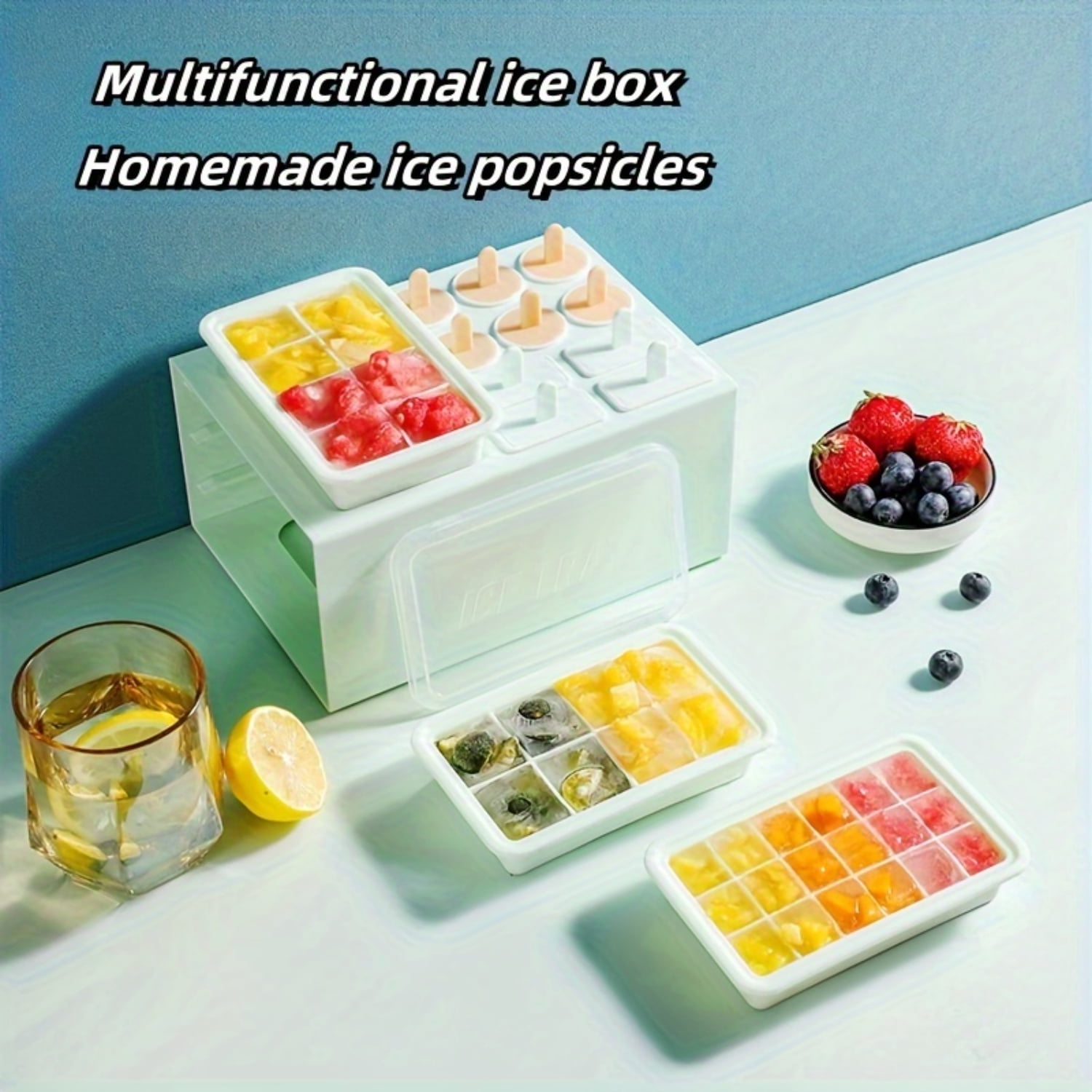 SHZHYIQIMR Large Capacity Multifunctional 3-Layer Ice Molds Set with ...