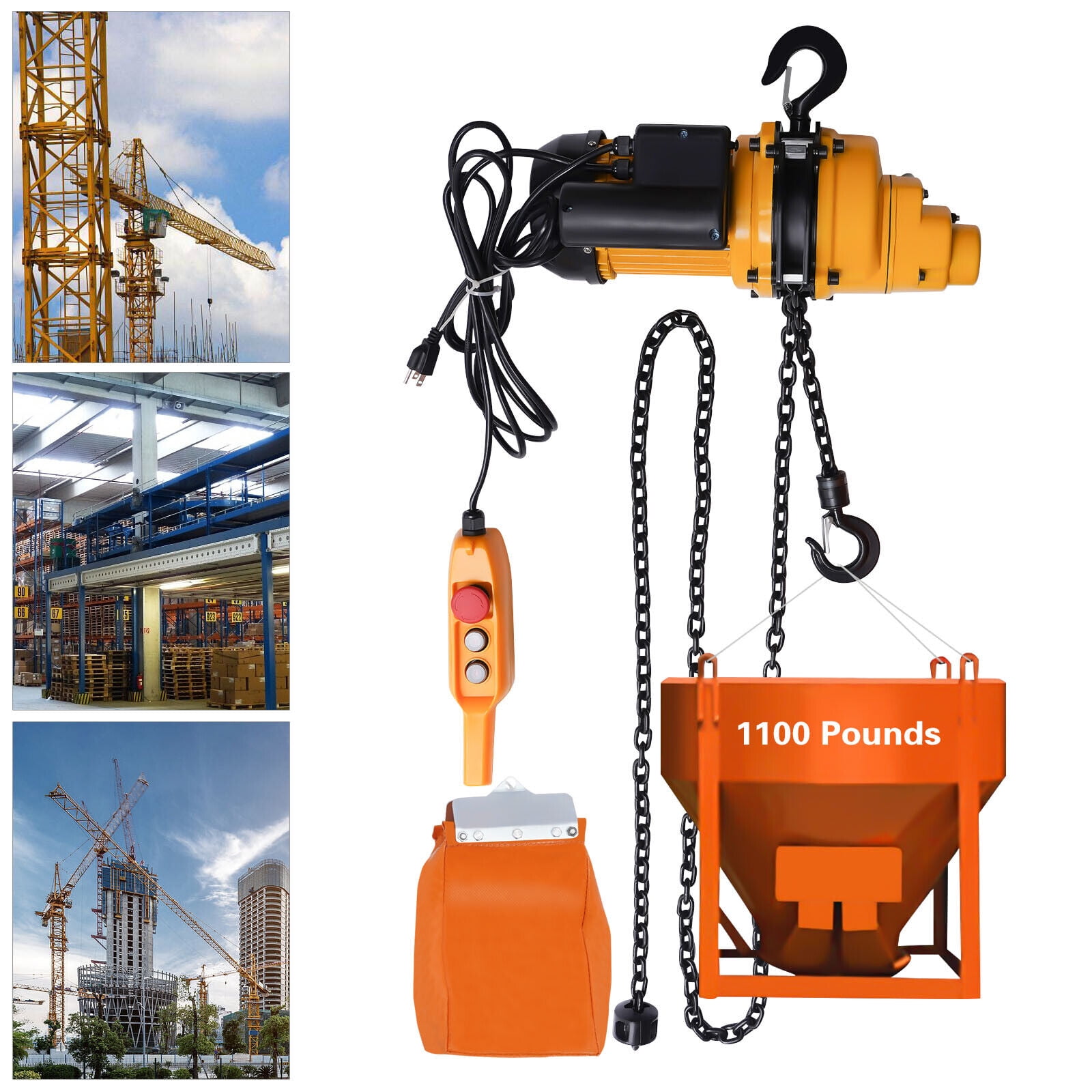 SHZICMY 1/2Ton Electric Chain Hoist 1100Lb 13Ft Lifting Chain Wired ...