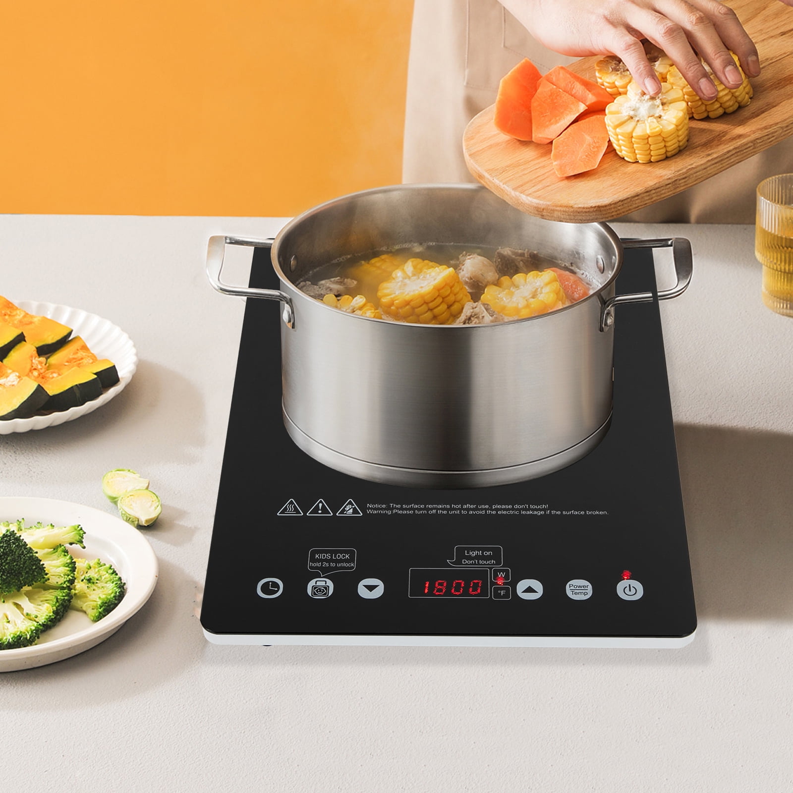 SHZICMY 1.8KW Portable Electric Cooktop, 110V Single Burner Stove Top ...