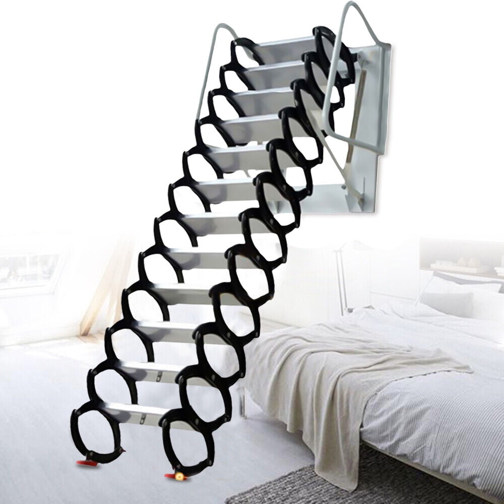 SHZICMY 12-Step Folding Ladder Wall Mounted Loft Stairs Attic Ladder ...
