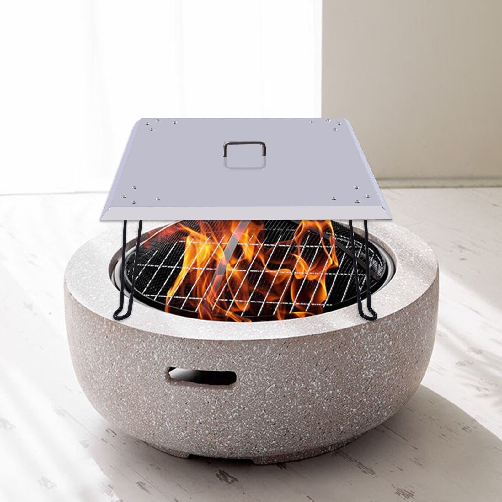 SHZICMY 25*25in Fire Pit Heat Deflector Firepit Pan Cover Lid Stainless ...