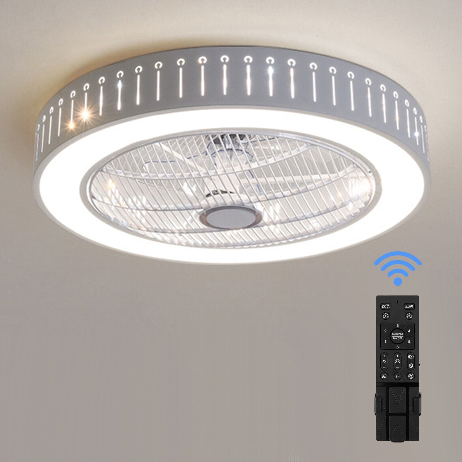 SHZICMY 25" Modern Ceiling Fan Light Bladeless Invisible Blades ...