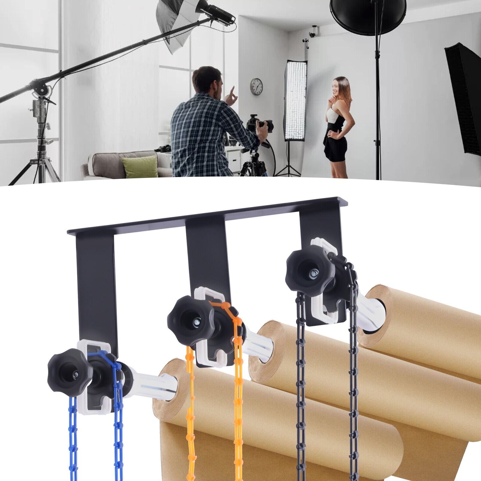 SHZICMY 3-Roller Photography Backdrop Wall Mount Manual Background ...