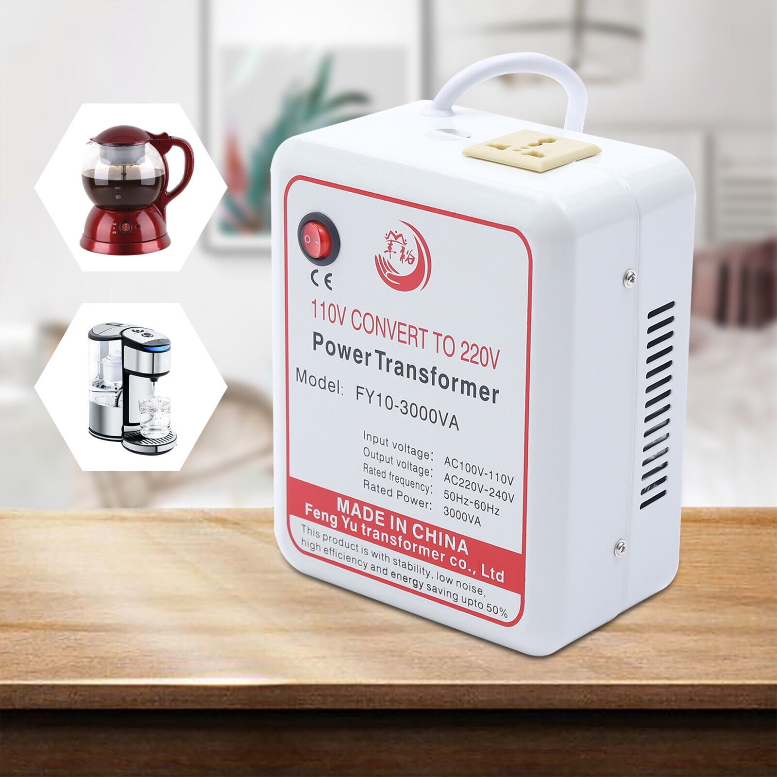 SHZICMY 3000W Power Transformer Step Up Voltage Converter Adapter 110V-120V to 220V-240V ...