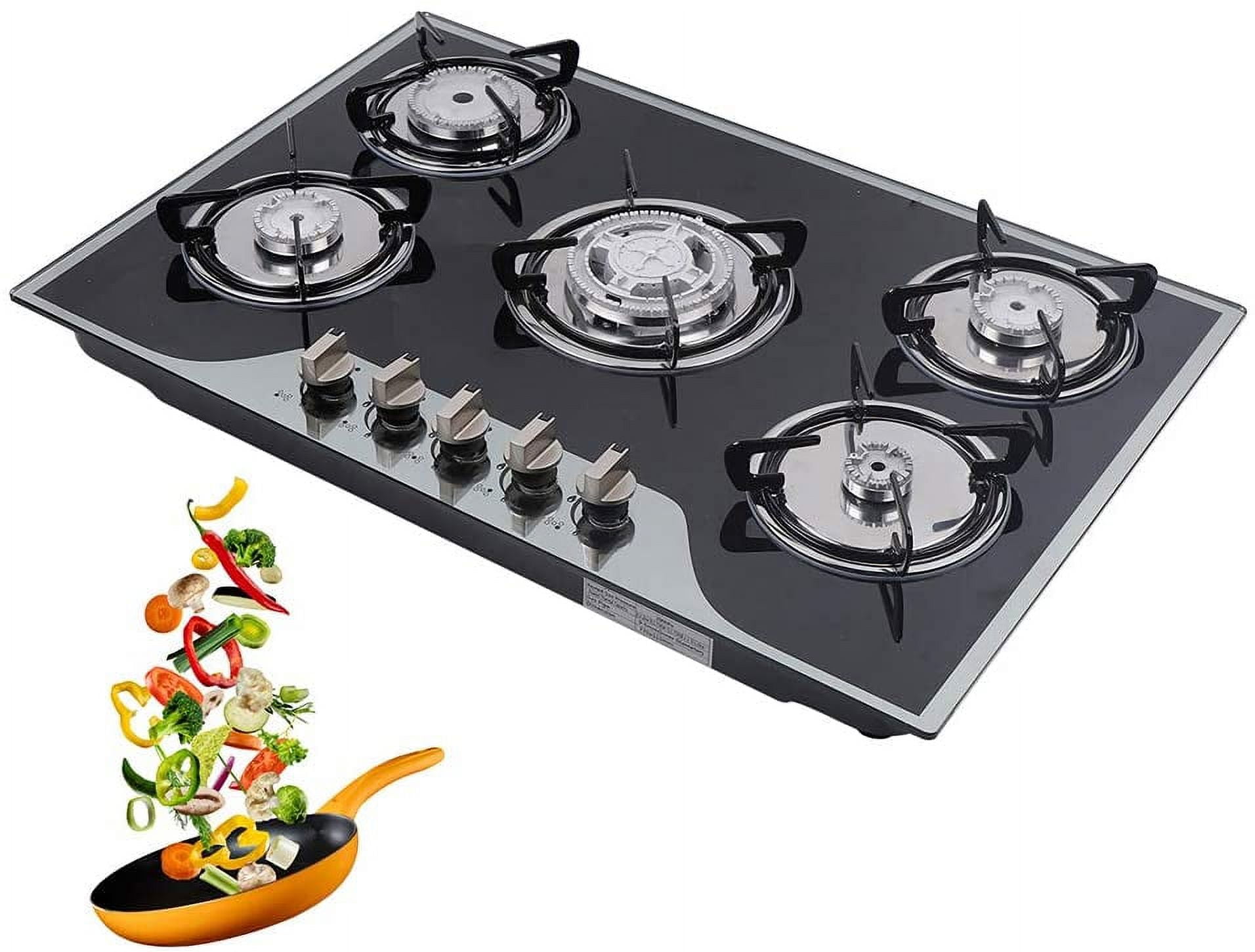 SHZICMY 35.4" Gas Cooktop, 5 Burner Stove Cooktop LPG/NG Gas Cooktop ...