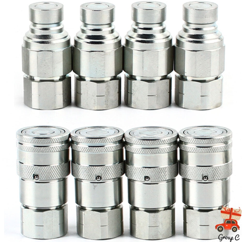 SHZICMY 4 Sets 1/2" NPT Skid Steer Flat Face Hydraulic Quick Connect ...