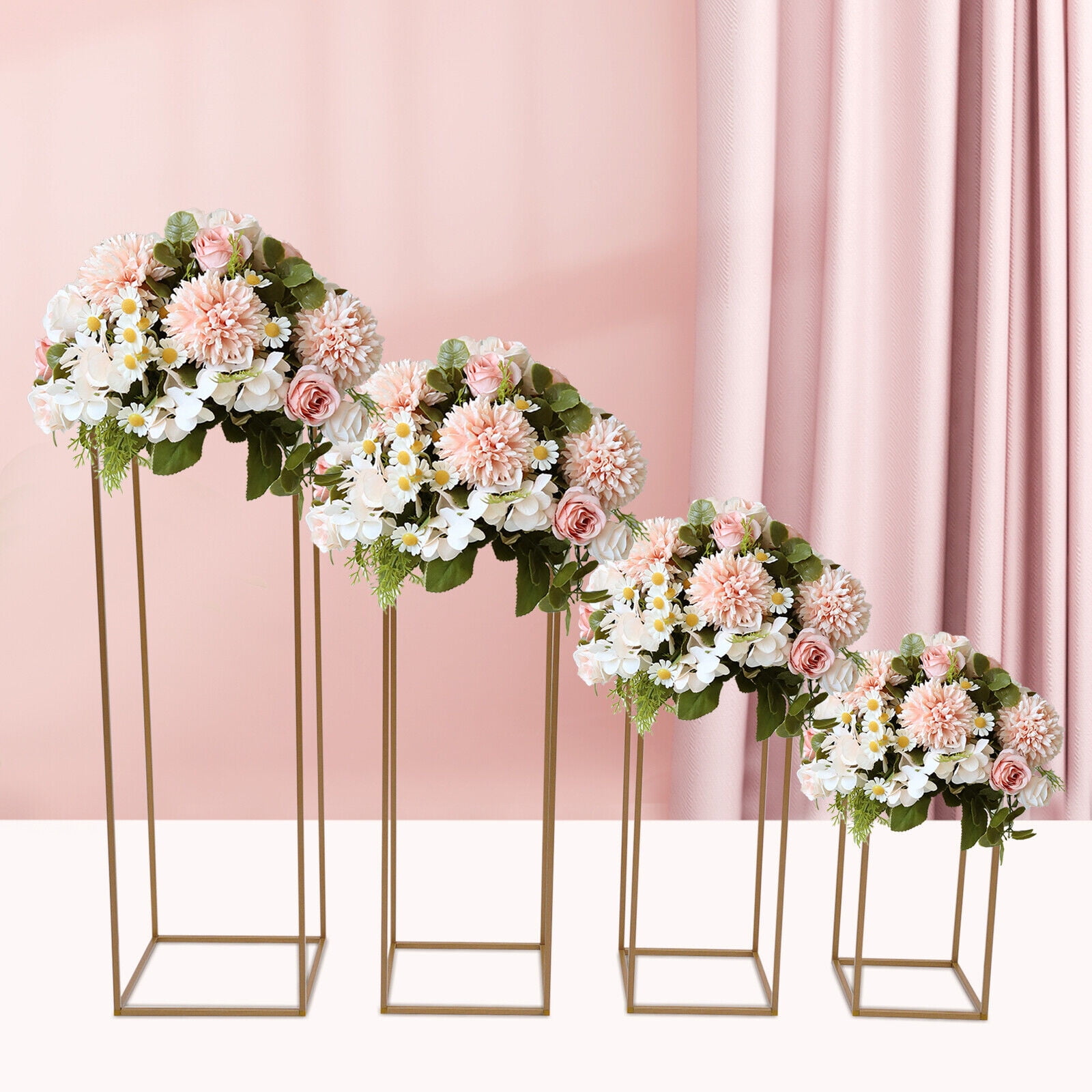SHZICMY 4PCs Flower Stand Column Floor Steel Holders Rectangular ...