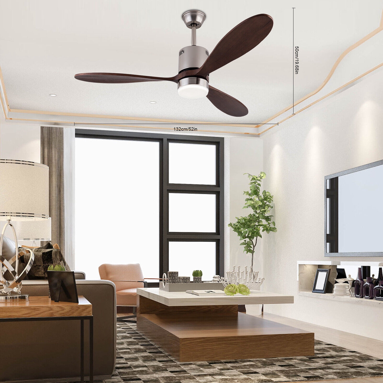 SHZICMY 52 Inch Modern LED Ceiling Fan with Light and Remote Control 6 ...