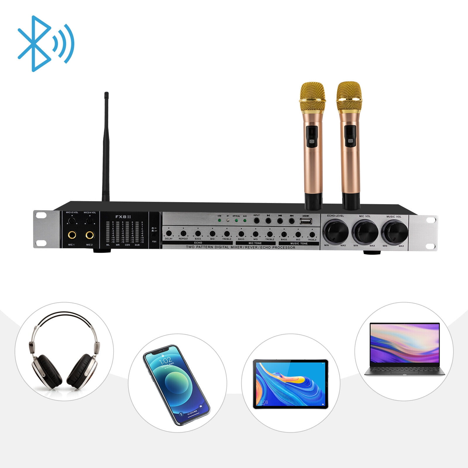 SHZICMY 87dB Audio Processor for Household KTV Karaoke Reverb Mixer ...