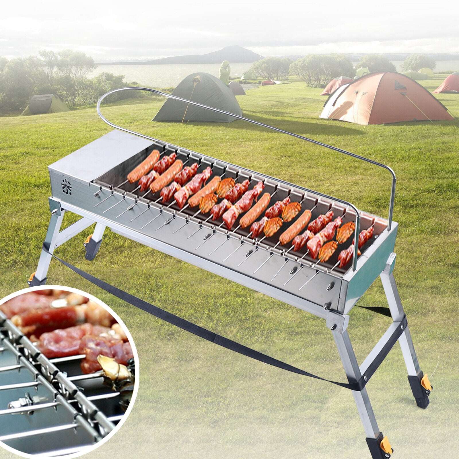 SHZICMY Automatic Flip Barbecue Stove Outdoor BBQ 17X Roast rods ...