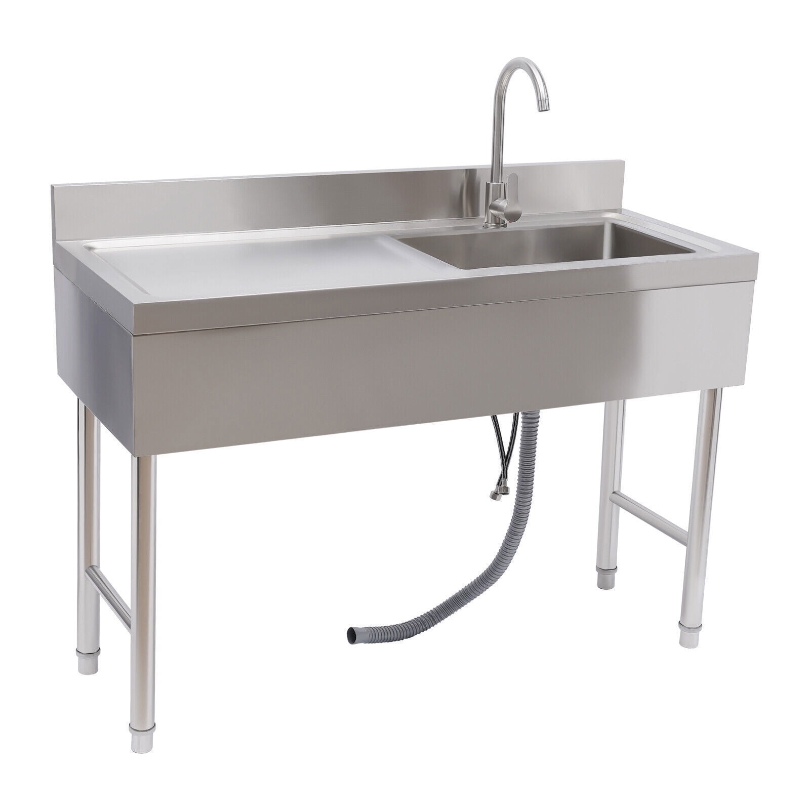 SHZICMY Commercial Kitchen Sink Prep Table w/ Faucet Stainless Steel ...