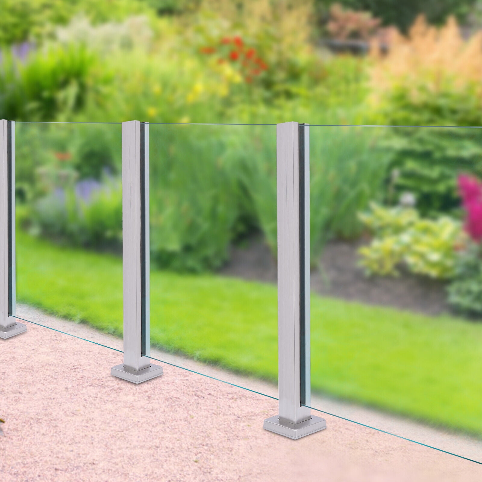 SHZICMY Glass Railing Post,Mid Post 65cm 304 Stainless Steel Balustrade ...