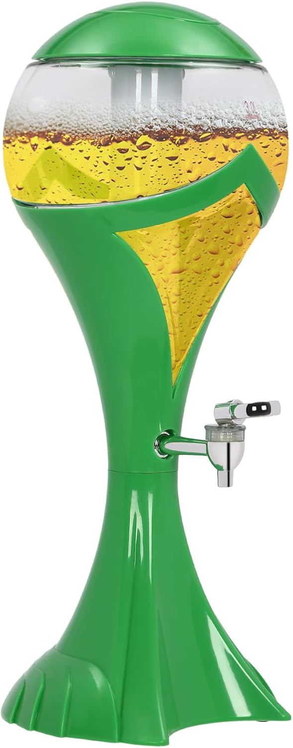 SHZICMY Green 3L Liquor Tower Dispenser, Iced Beverage Dispenser with ...