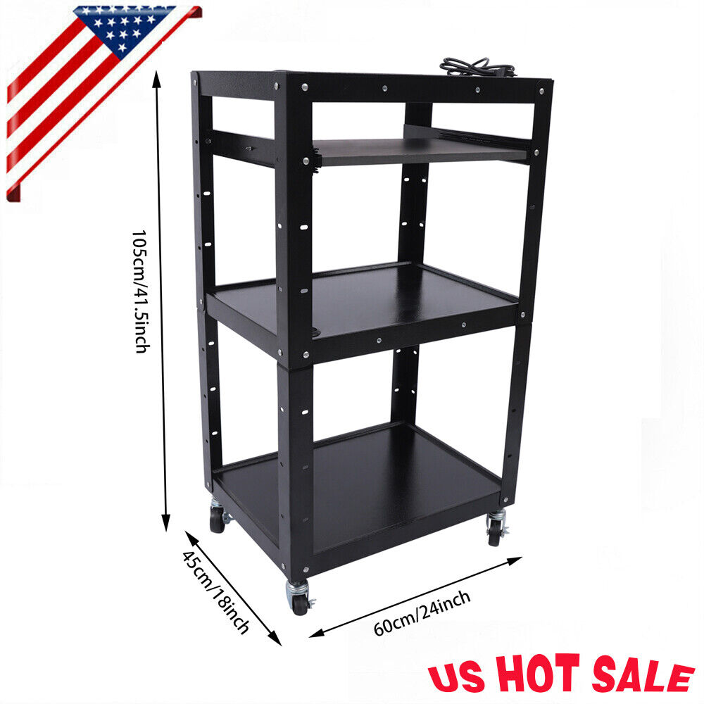 SHZICMY Metal AV Cart Media Cart Rolling Standing Desk on Wheels with ...
