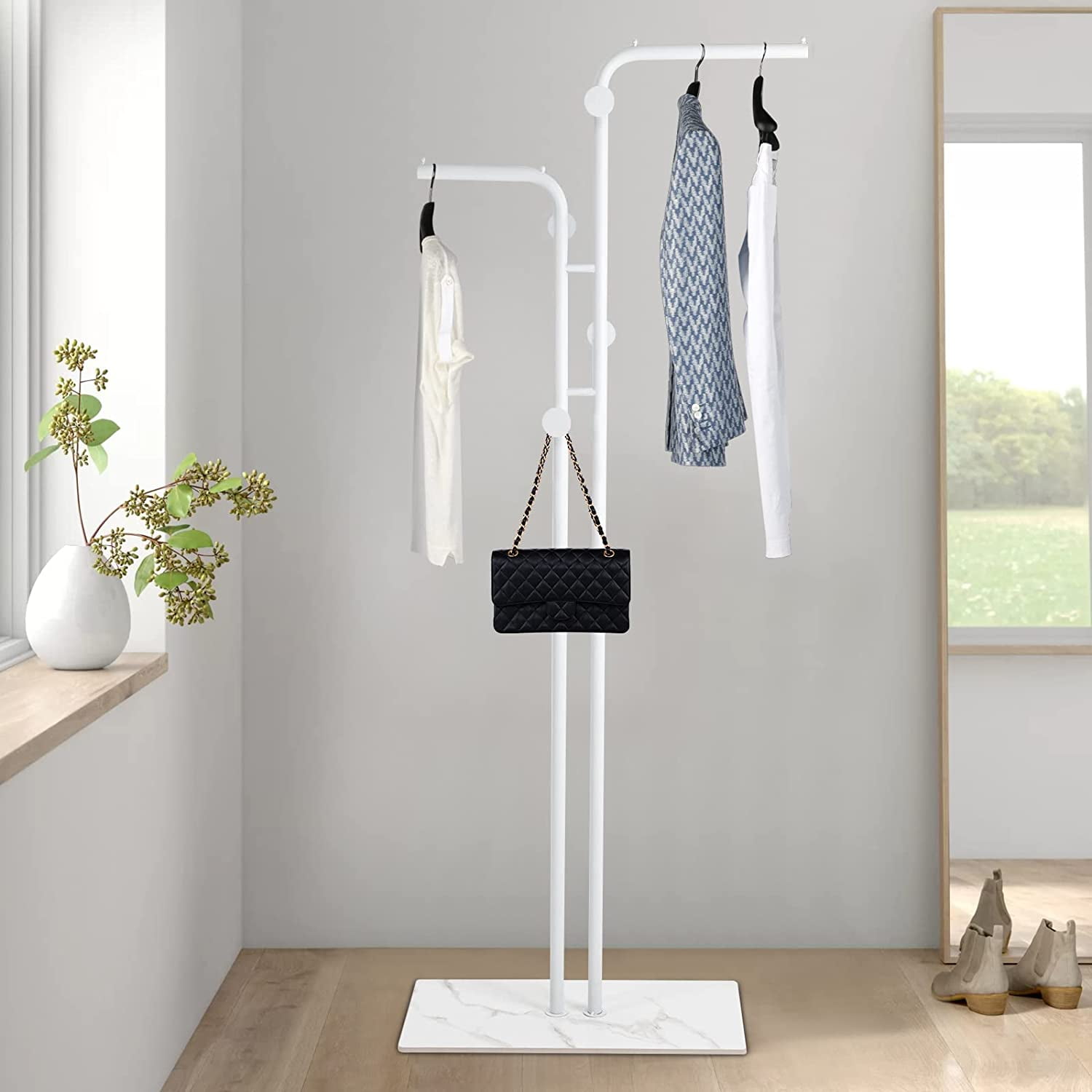 SHZICMY Metal Coat Rack Freestanding L-Shaped Coat Tree Stand Holder ...