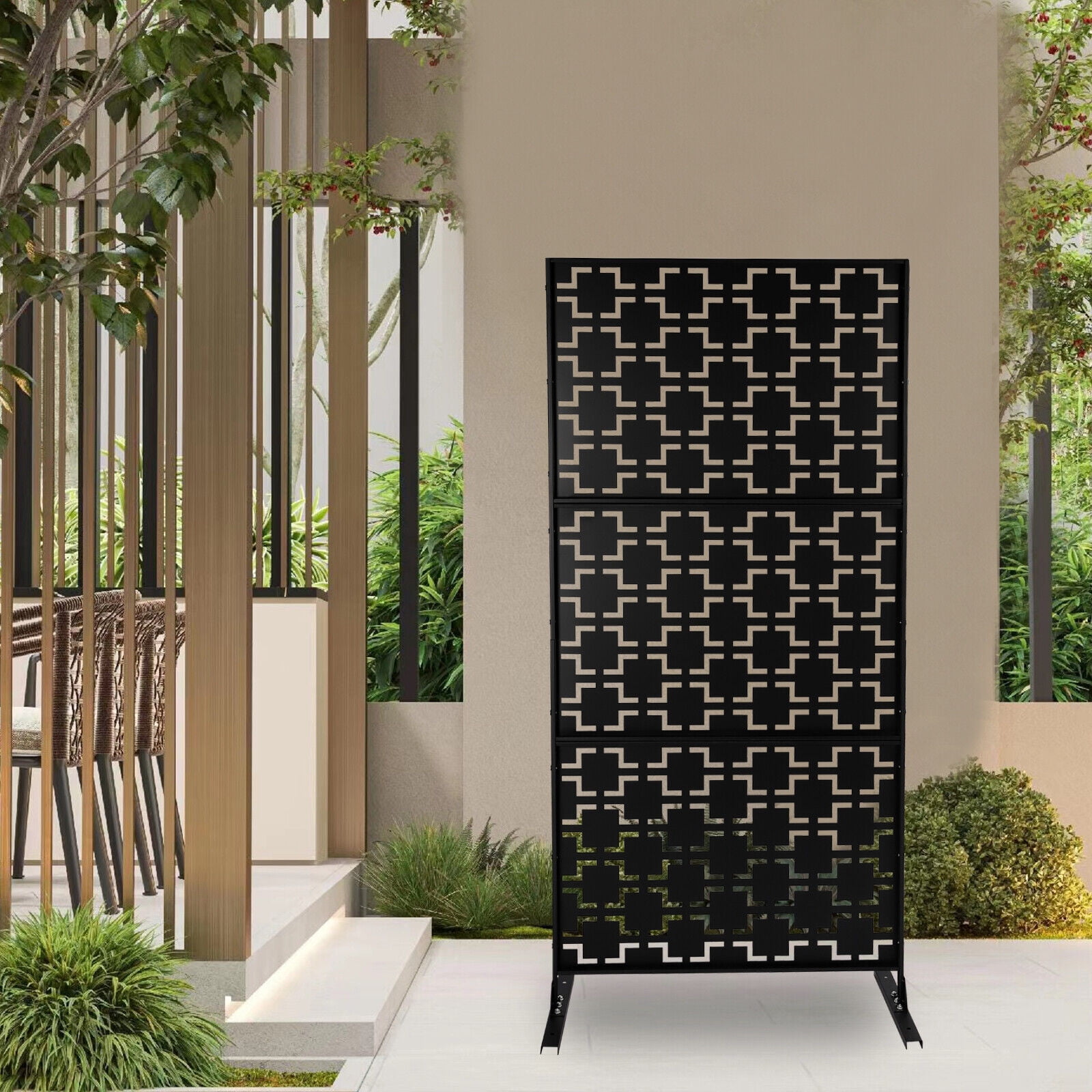 SHZICMY Outdoor Decorative Privacy Screen Panel Planter Wall Metal ...