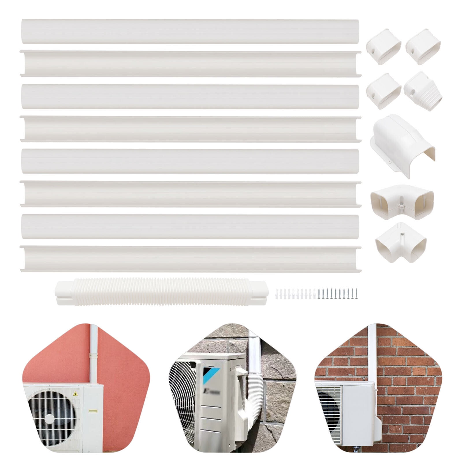 SHZICMY PVC Professional Grade Ductless Mini Split AC Line Set Cover ...