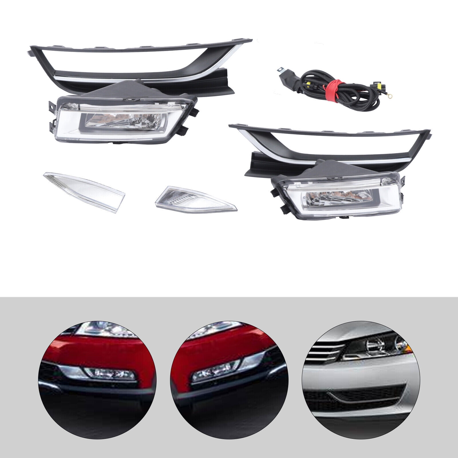 SHZICMY Pair Front Halogen Fog Lights Lamps with Bezels & TrimFor VW ...