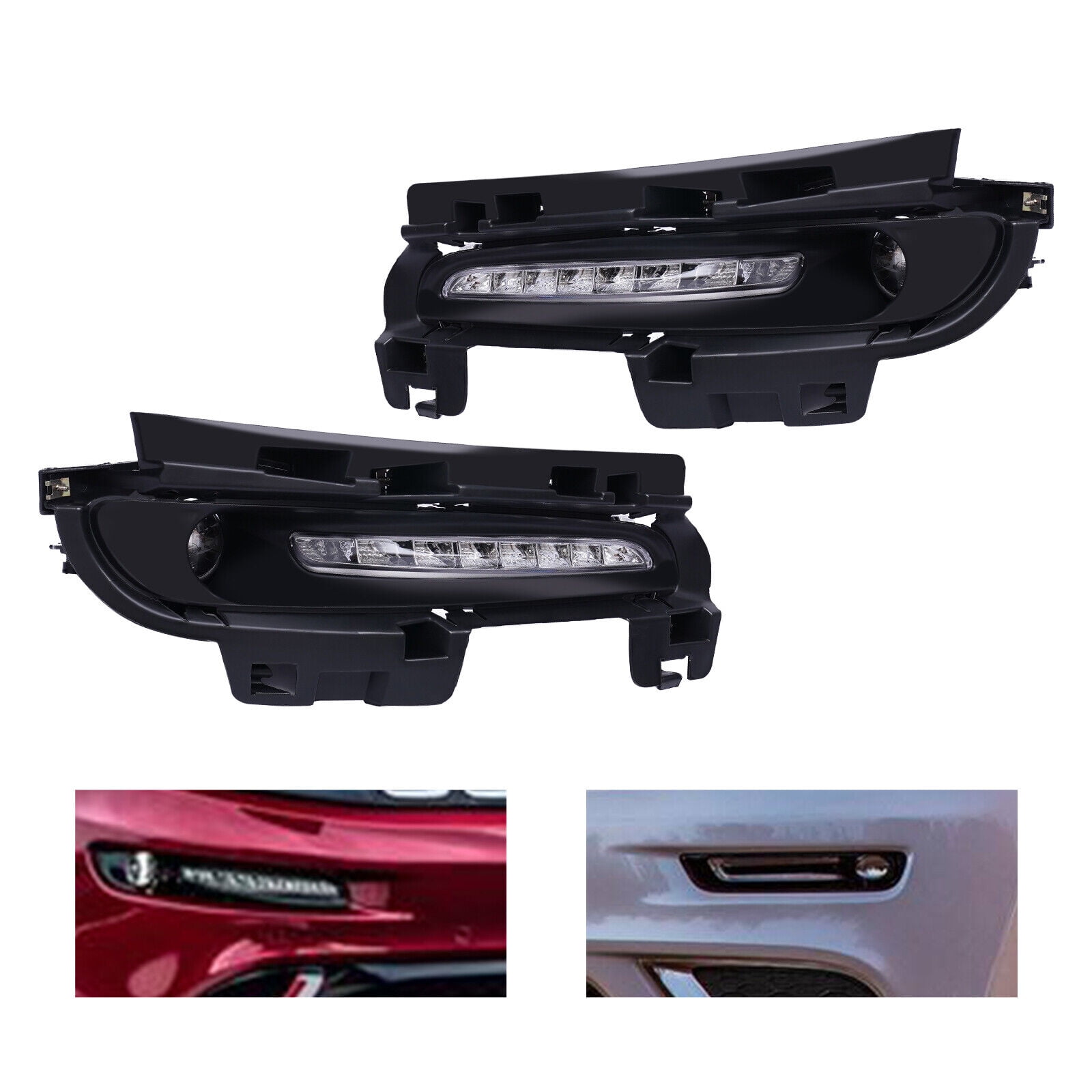 SHZICMY Pair LED DRL Daytime Running Fog Lights Assembly Fit Jeep Grand ...