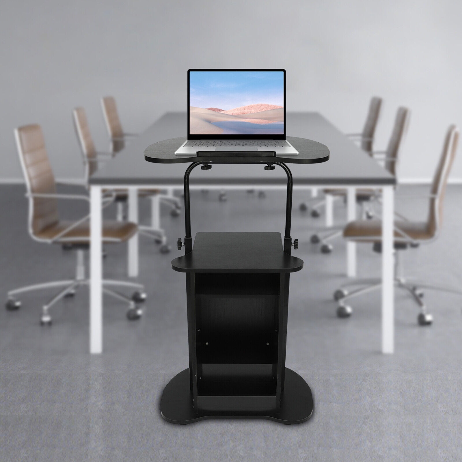 SHZICMY Portable Height Adjustable Podium Stand Rolling Lectern Desk ...