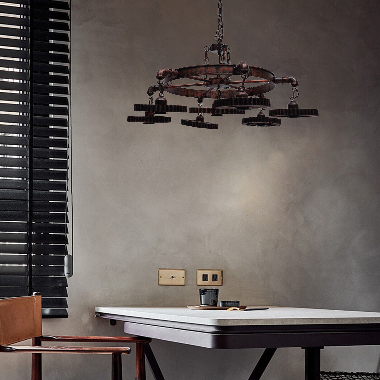 SHZICMY Rustic Steampunk Gear Chain Chandelier Light Metal Pendant ...