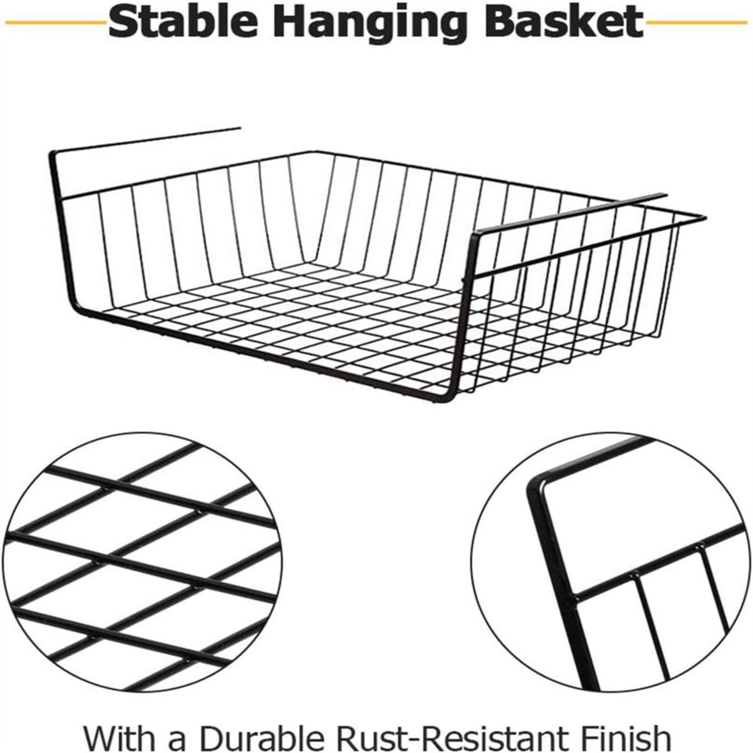 SHZNSJWDKJ Functional Dual Hooks Under Cabinet Wire Basket Shelf ...