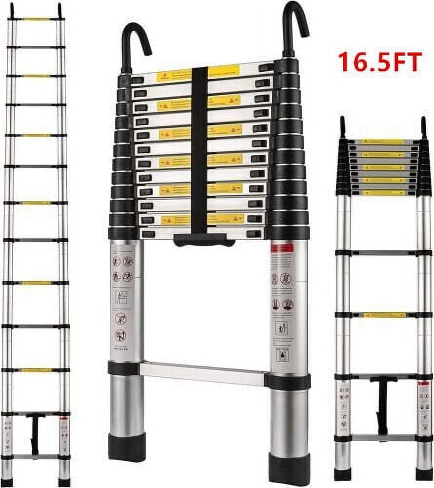 SHZOND 16.5ft Heavy-Duty Telescopic Aluminum Ladder with 2 Detachable ...