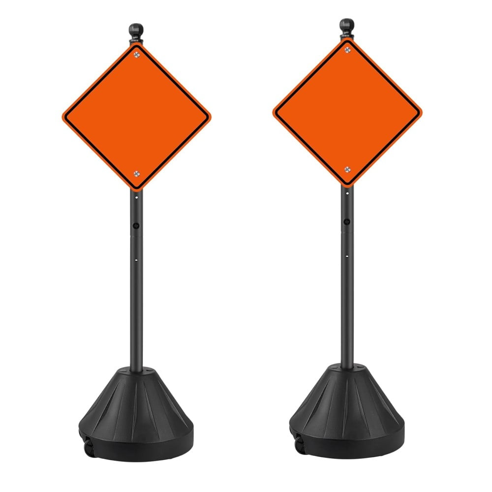 SHZOND 2 Pack Portable Sign Pole, 5 FT Cast Iron Sign Post Holder with ...