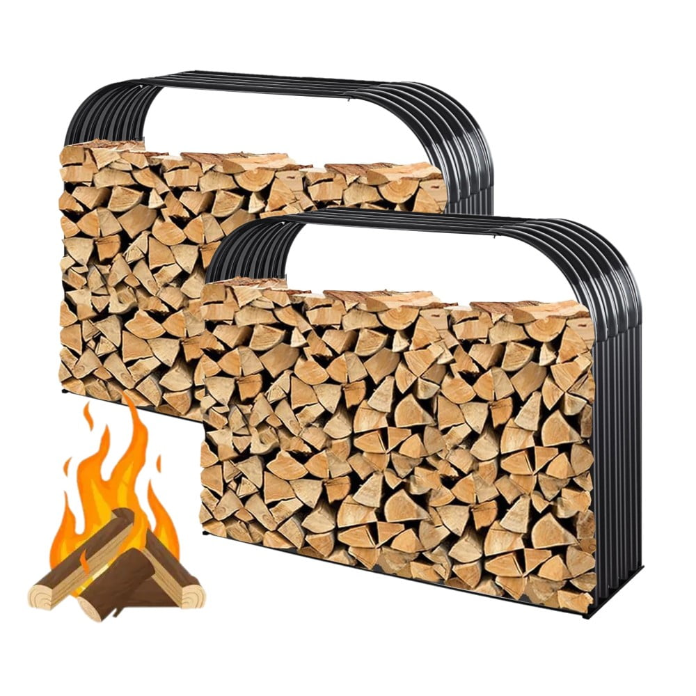 SHZOND 2 Set Galvanized Steel Firewood Storage Shed Outdoor Corrugated ...