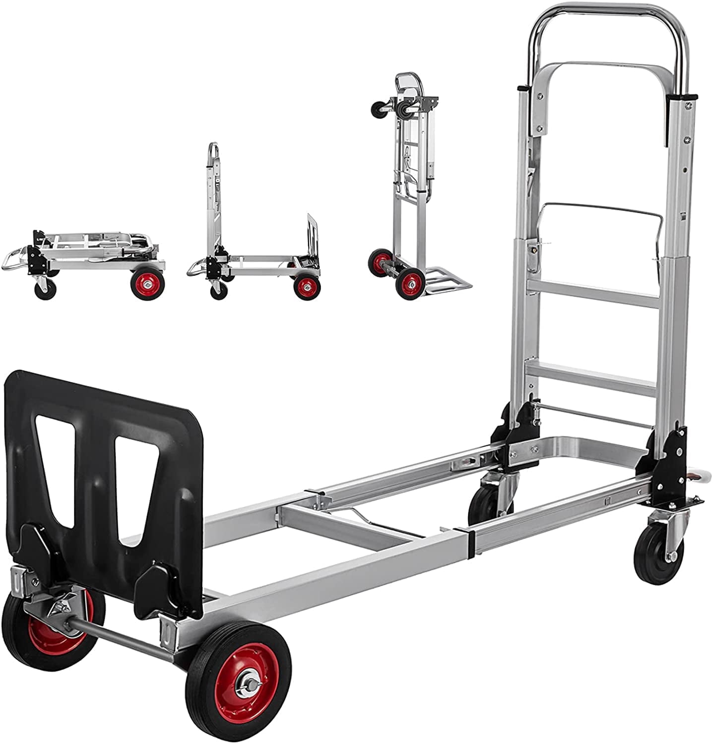 SHZOND 330 LBS Collapsible Hand Truck, Folding Aluminum Dolly with 4 ...