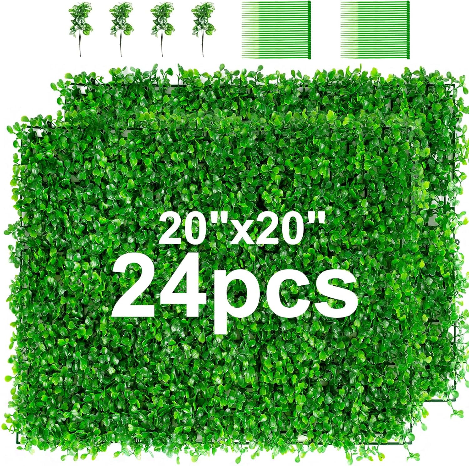 SHZOND 24Pieces 20"x20" Artificial Boxwood Panel, Grass Wall Panel, UV ...