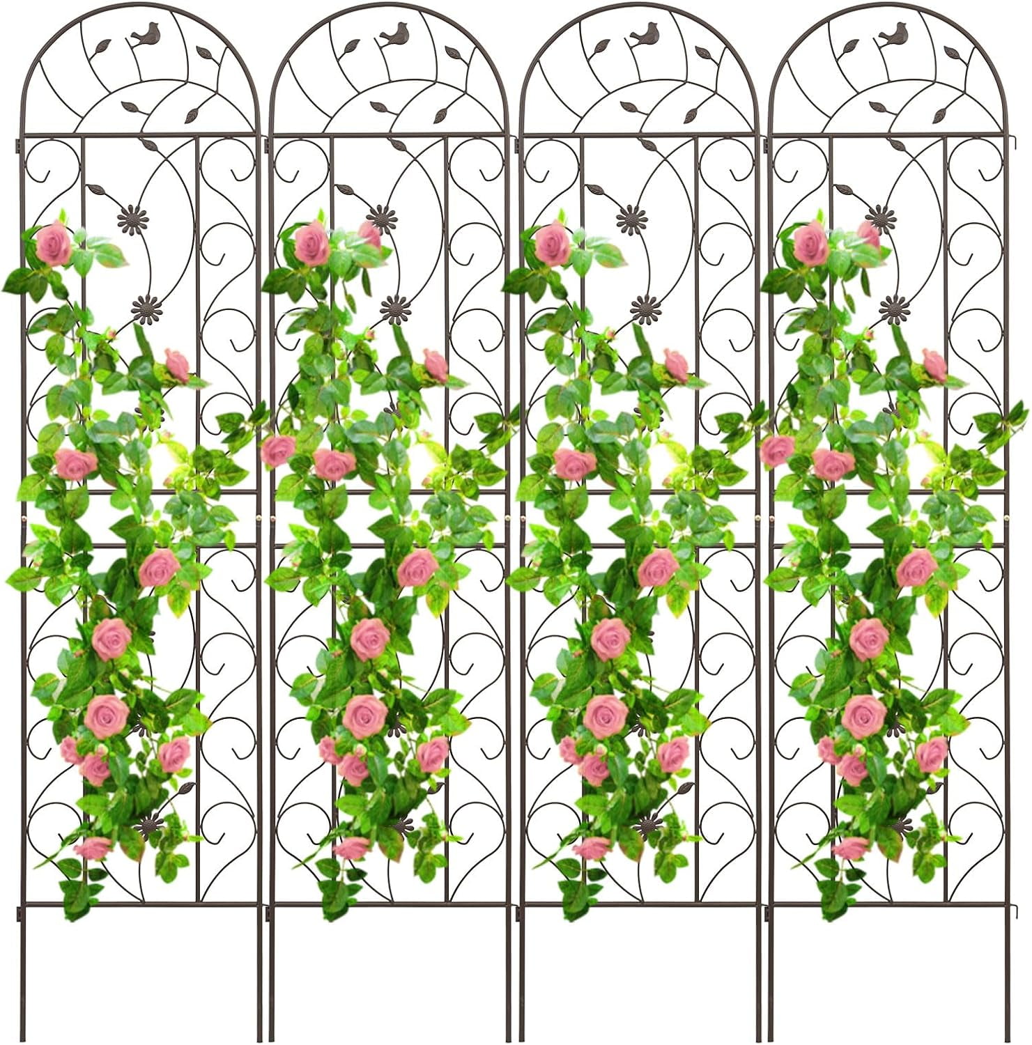 SHZOND 4 Pack 86.2 x 19.7 in Metal Garden Trellis for Climbing Plants ...