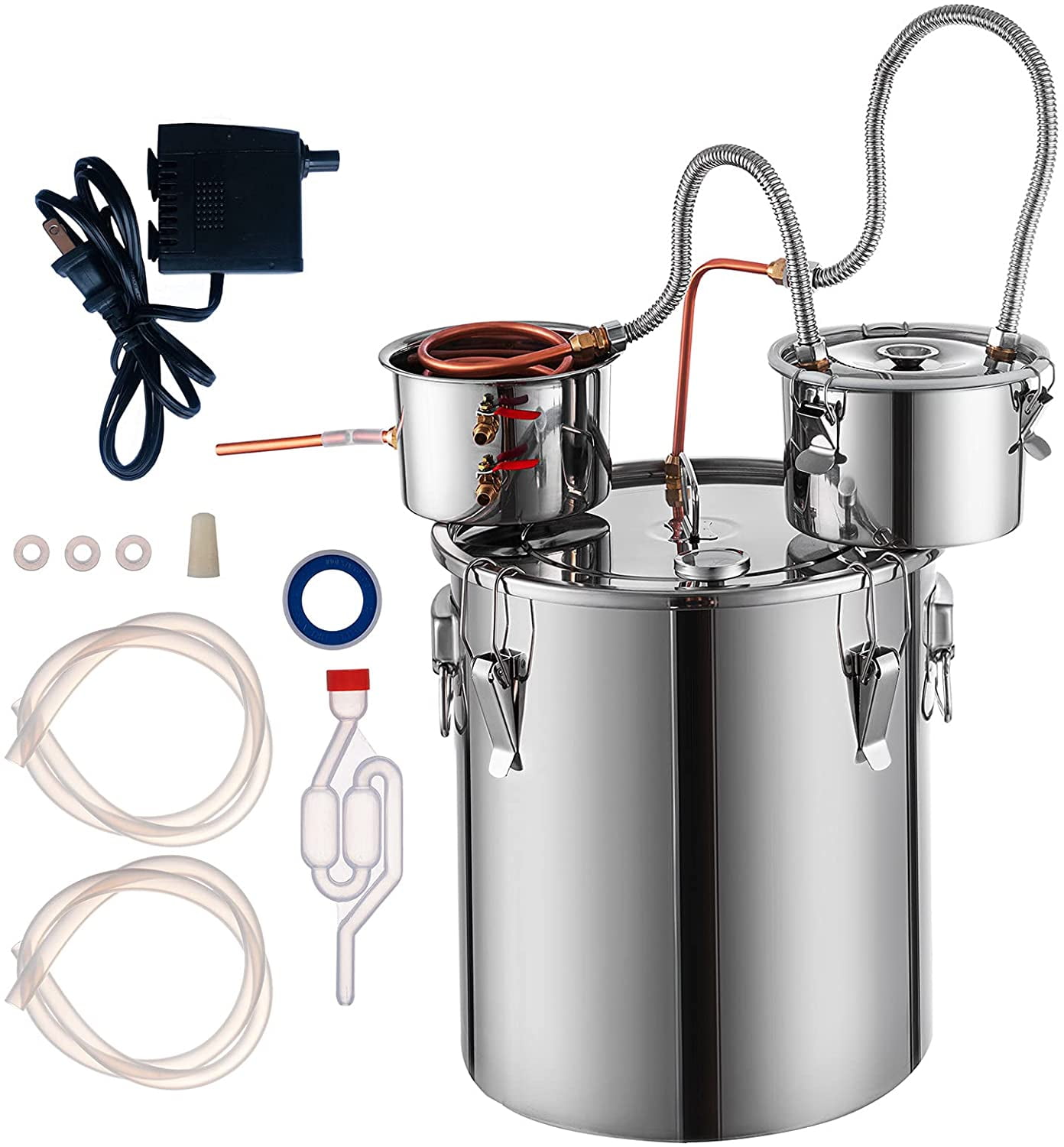 SHZOND 9.6 Gallon Stainless Steel Water Distiller & Home Brewing Kit with Keg for DIY Alcohol ...