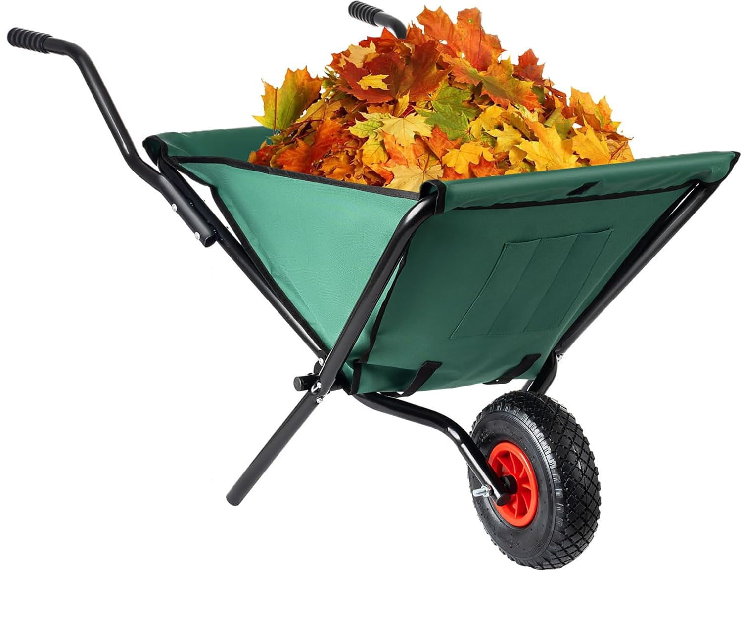 SHZOND Collapsible Wheelbarrow, 176Lbs Folding Yard Garden Wheelbarrow ...