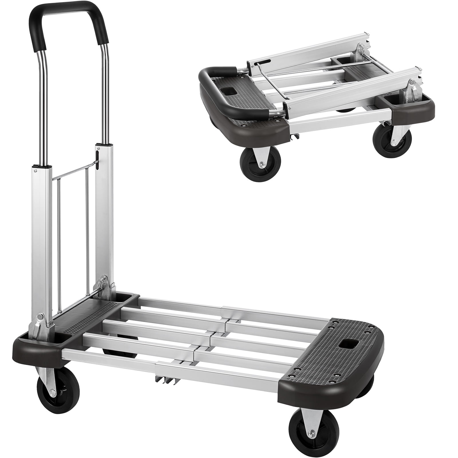 SHZOND Folding Platform Cart Aluminum Push Cart Adjustable Length Dolly ...