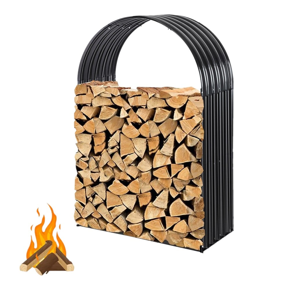SHZOND Galvanized Steel Firewood Storage Shed, Heavy Duty Log Holder ...