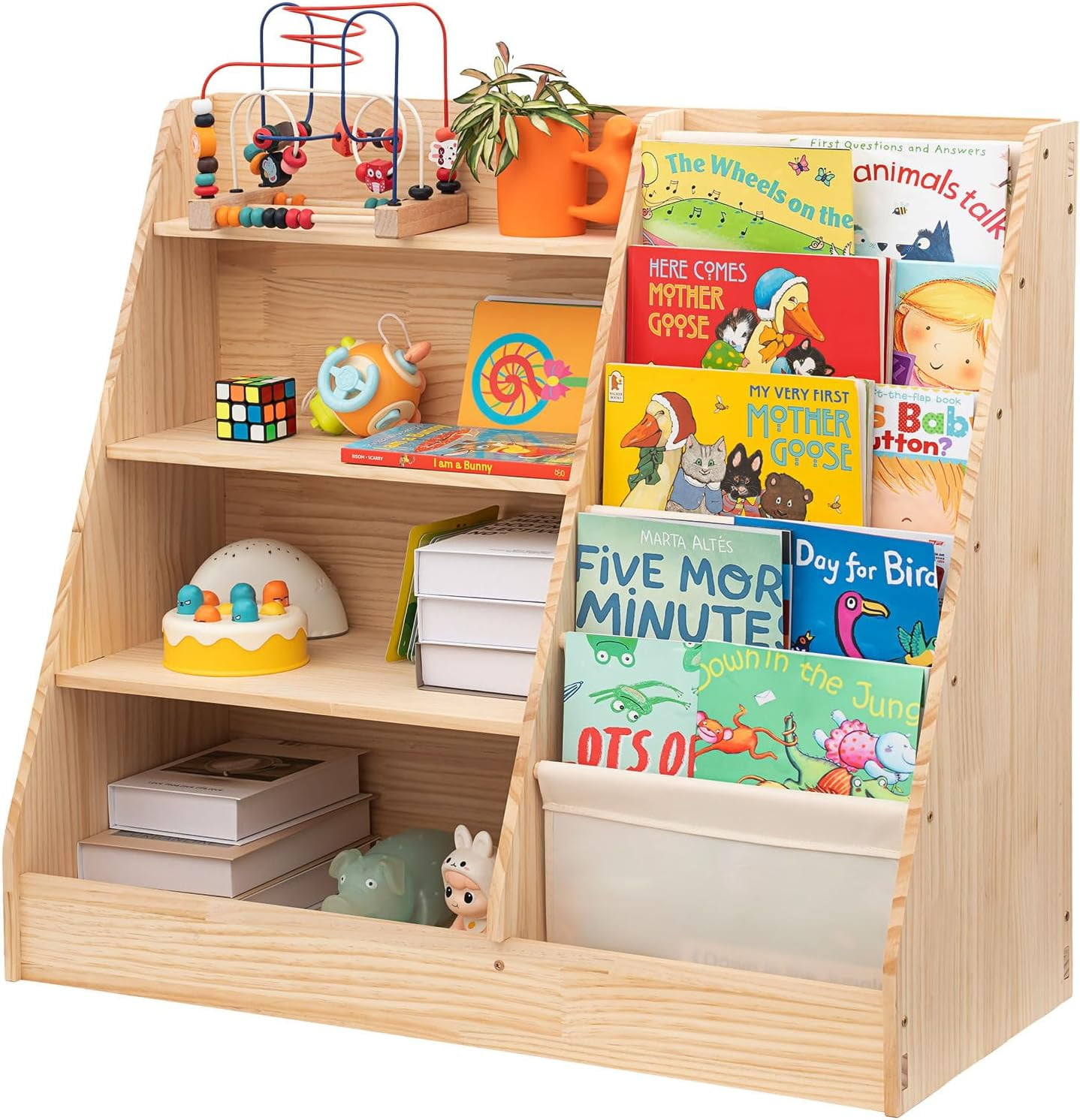 SHZOND Solid Kids Wooden Bookshelf, Kids Bookshelf and Toy Storage ...