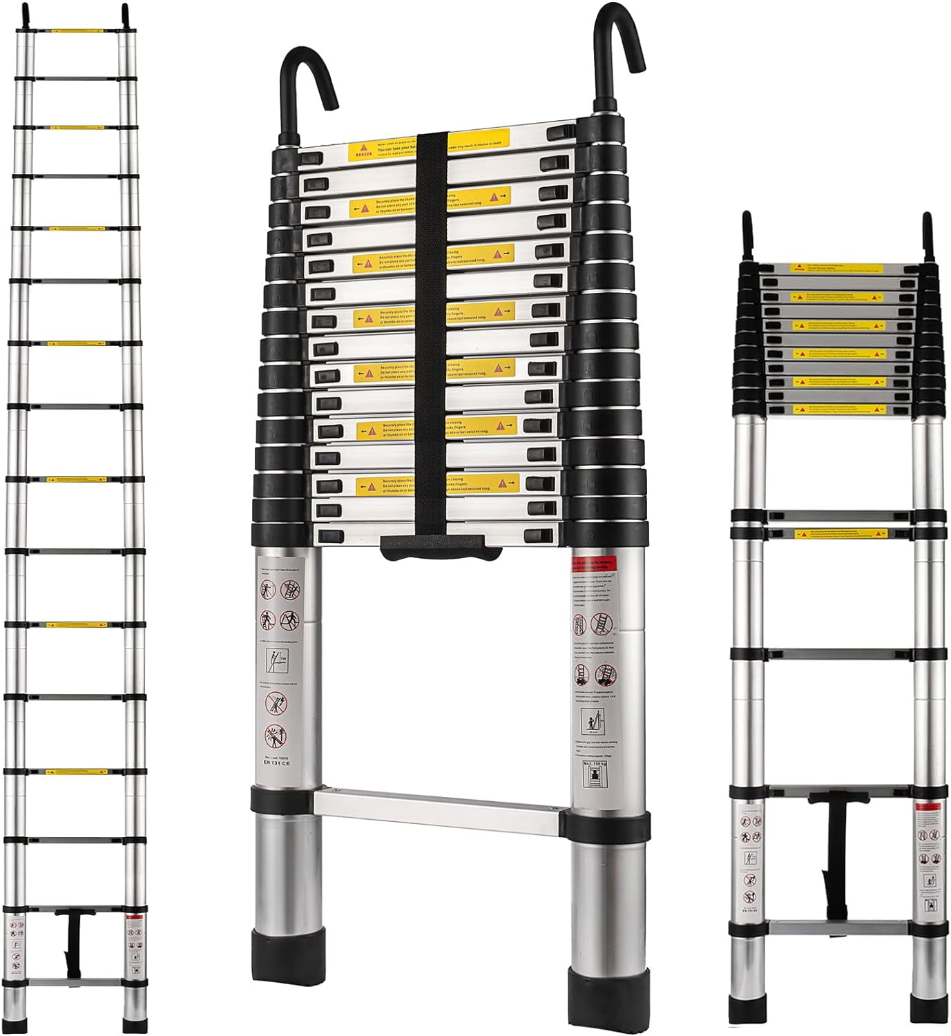 SHZOND 20.3ft Aluminium Extendable Telescopic Ladder with 330lb ...