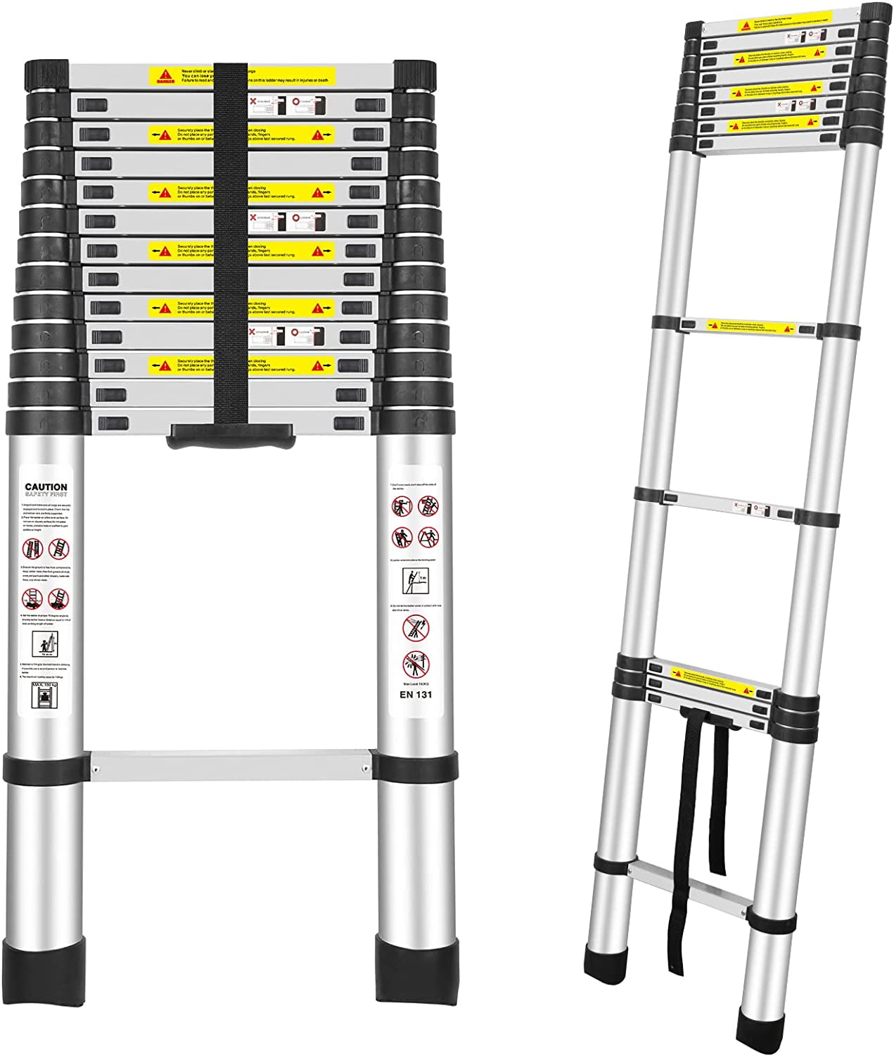 SHZOND Telescoping Ladder 15.5ft Aluminum Extension, 330lbs Capacity ...