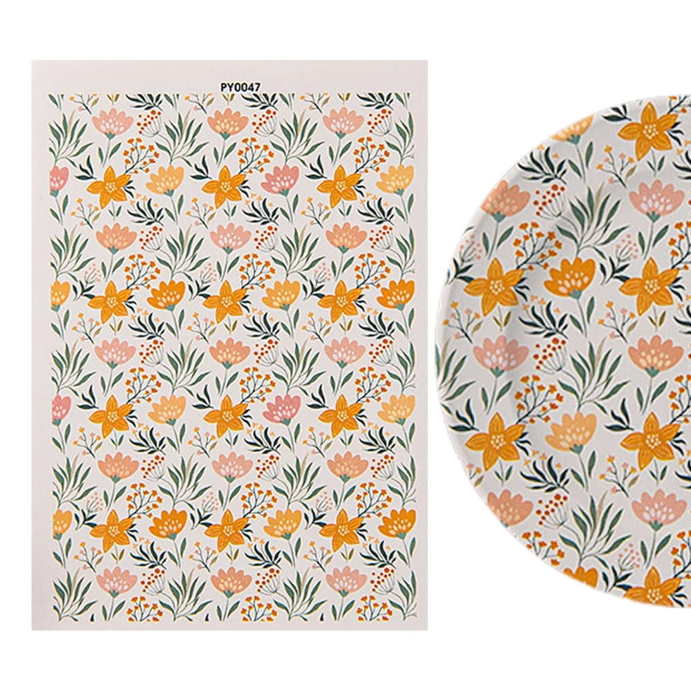 SHZONS Clay Transfer Sheets Floral Clay Sheets Rustic Handmade Flower ...