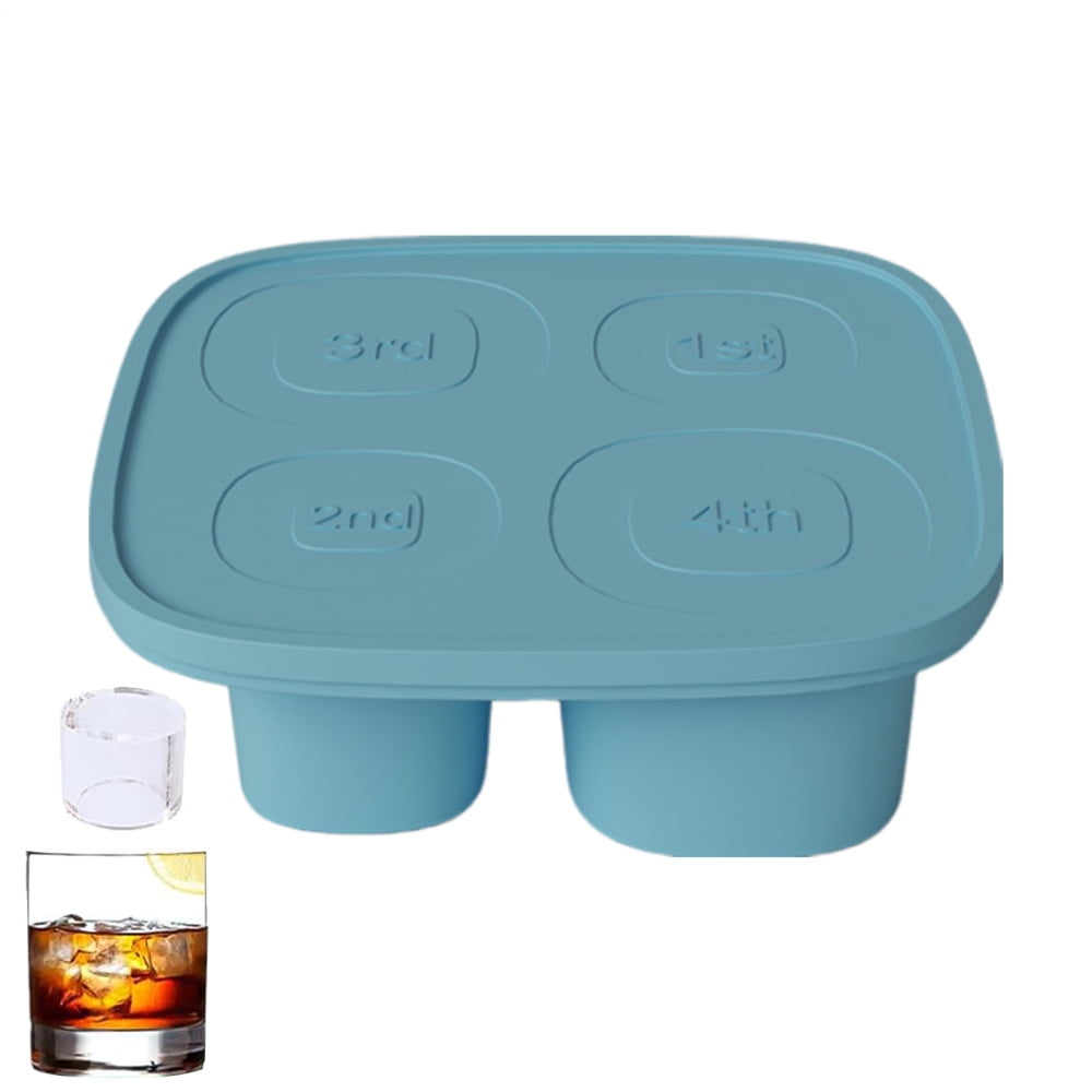 SHZONS Cylinder Ice Mold Easy Release Ice Trays 4-Cavity Hollow Mould ...